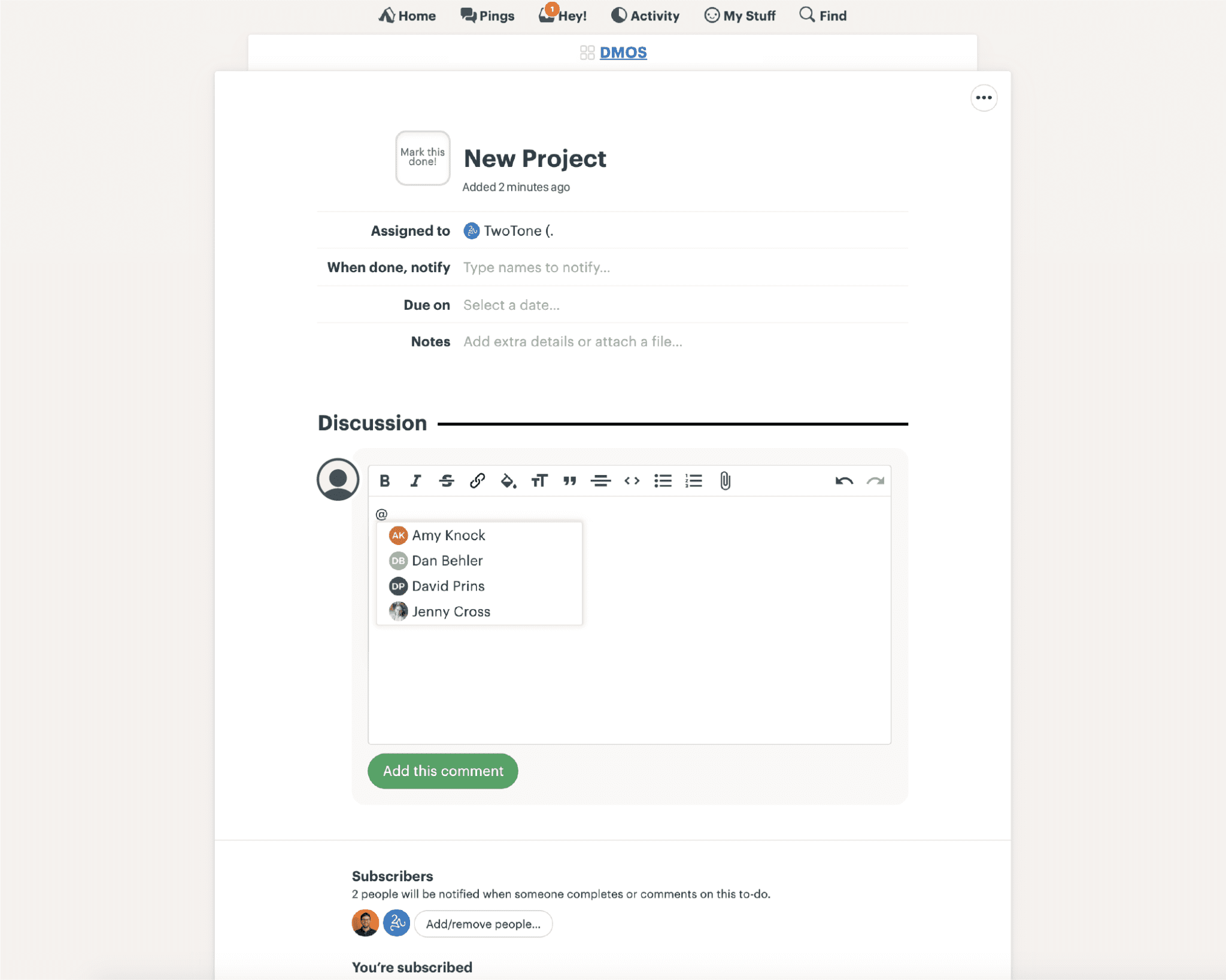 Basecamp Business Client - TwoTone Creative
